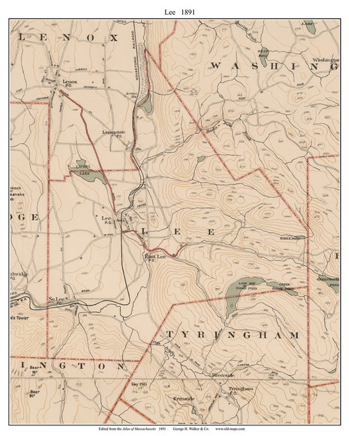Lee, 1891 - Old Town Map Reprint - Berkshire Co. - 1891 Atlas of ...