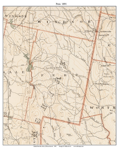 Peru, 1891 - Old Town Map Reprint - Berkshire Co. - 1891 Atlas of ...