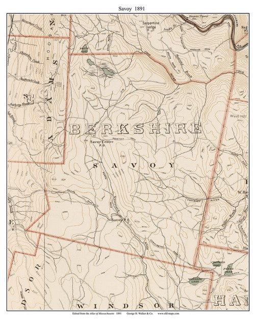 Savoy, 1891 - Old Town Map Reprint - Berkshire Co. - 1891 Atlas of ...