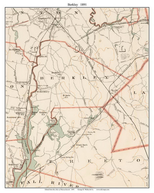 Berkley, 1891 - Old Town Map Reprint - Bristol Co. - 1891 Atlas of ...