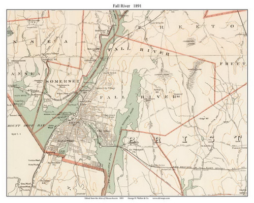 Fall River, 1891 - Old Town Map Reprint - Bristol Co. - 1891 Atlas of ...