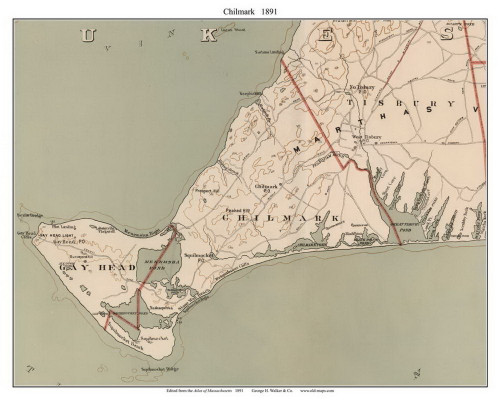 Chilmark, 1891 - Old Town Map Reprint - Dukes Co. - 1891 Atlas of ...