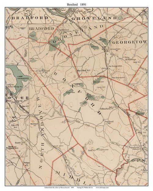 Boxford, 1891 - Old Town Map Reprint - Essex Co. - 1891 Atlas of ...