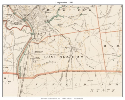 Longmeadow, 1891 - Old Town Map Reprint - Hampden Co. - 1891 Atlas of ...