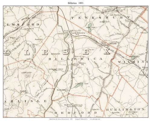 Billerica, 1891 - Old Town Map Reprint - Middlesex Co. - 1891 Atlas of ...