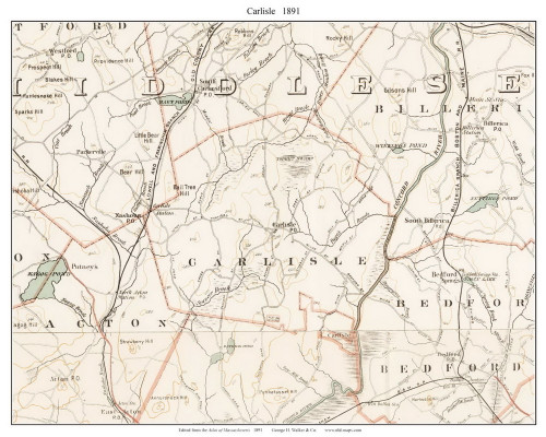 Carlisle, 1891 - Old Town Map Reprint - Middlesex Co. - 1891 Atlas of ...