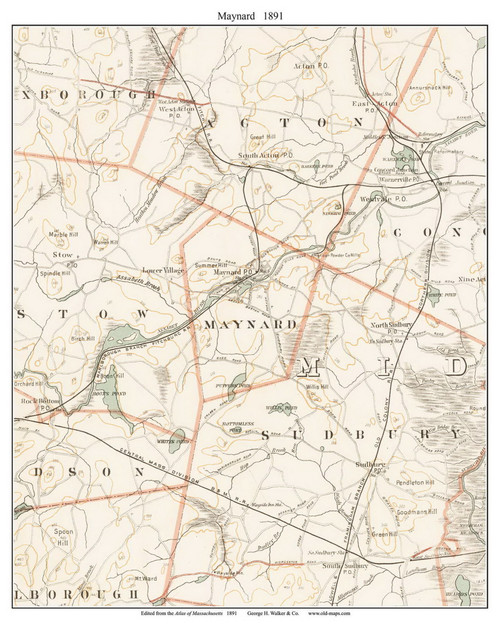 Maynard, 1891 - Old Town Map Reprint - Middlesex Co. - 1891 Atlas of ...