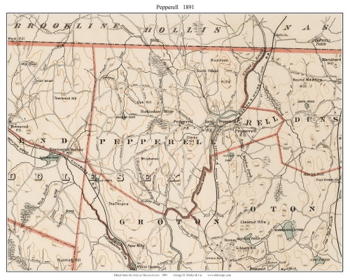 Pepperell, 1891 - Old Town Map Reprint - Middlesex Co. - 1891 Atlas of ...