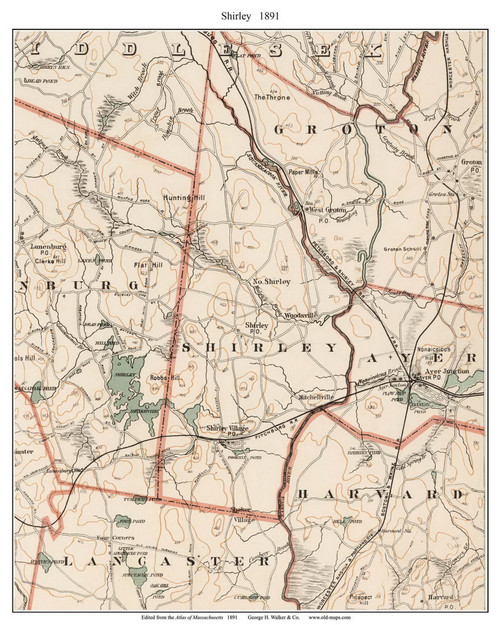 Shirley, 1891 - Old Town Map Reprint - Middlesex Co. - 1891 Atlas of ...