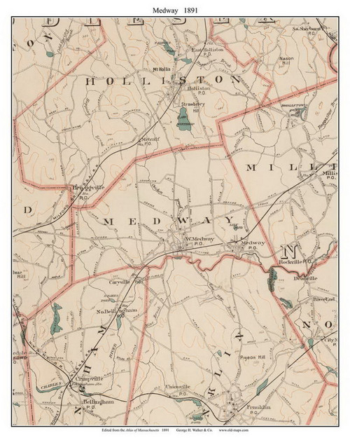 Medway, 1891 - Old Town Map Reprint - Norfolk Co. - 1891 Atlas of ...