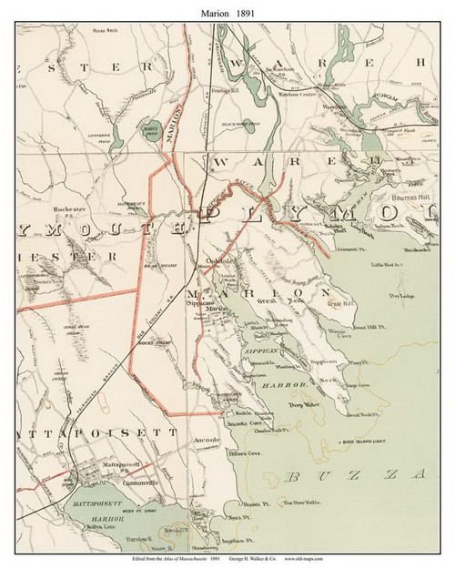Marion, 1891 - Old Town Map Reprint - Plymouth Co. - 1891 Atlas of ...