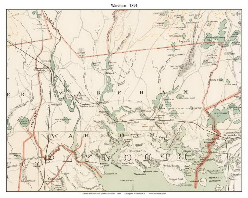 Wareham, 1891 - Old Town Map Reprint - Plymouth Co. - 1891 Atlas of ...
