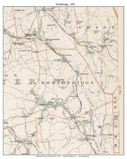 Northbridge, 1891 - Old Town Map Reprint - Worcester Co. - 1891 Atlas ...