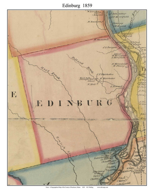 Edinburg Maine 1859 - Old Town Map Custom Print - Penobscot Co. - OLD MAPS