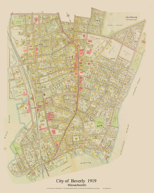 City of Beverly - 1919 Old Street Map Custom Excerpt - Essex Co ...