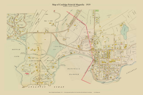 Coolidge Point and Magnolia - 1919 Old Street Map Custom Excerpt ...