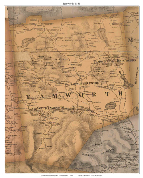 Tamworth, New Hampshire 1861 Old Town Map Custom Print - Carroll Co ...