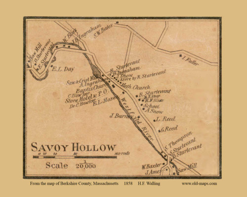 Savoy Hollow - Savoy Massachusetts 1858 Old Town Map Custom Print ...