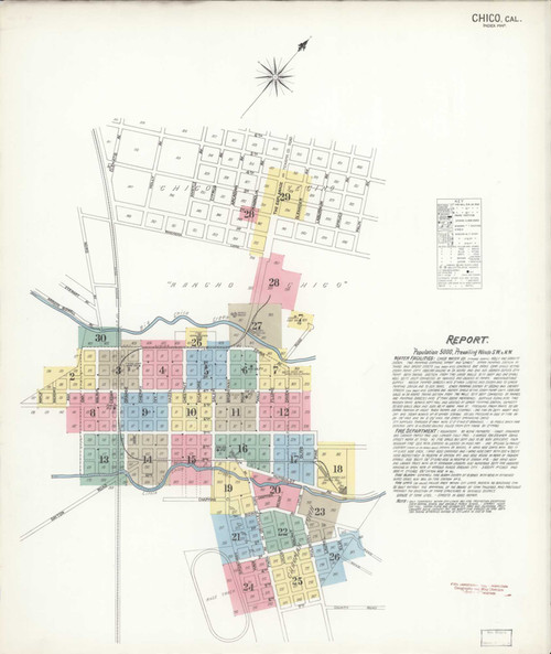 Chico California 1902 - Fire Insurance Index - Old Map Reprint - OLD MAPS
