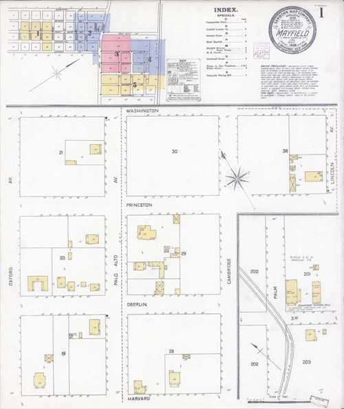 Mayfield California 1908 - Fire Insurance Index - Old Map Reprint - OLD ...
