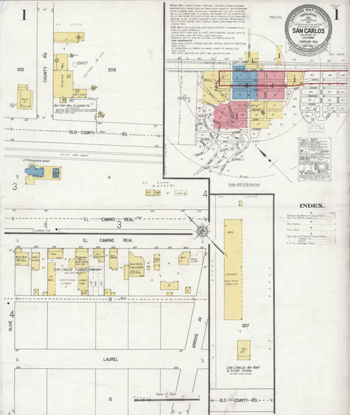San Carlos California 1926 - Fire Insurance Index - Old Map Reprint ...