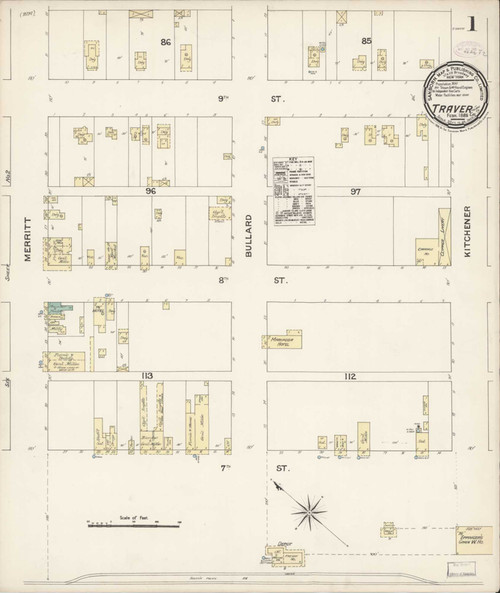 Traver California 1888 - Fire Insurance Index - Old Map Reprint - OLD MAPS