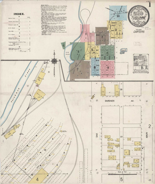 Tuolumne California 1912 - Fire Insurance Index - Old Map Reprint - OLD ...