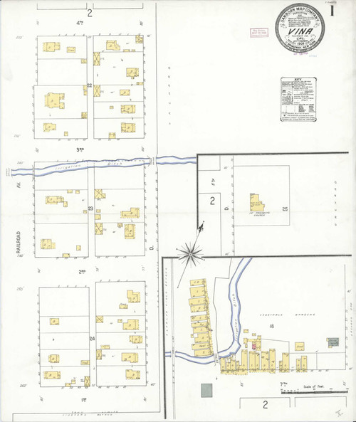 Vina California 1909 - Fire Insurance Index - Old Map Reprint - OLD MAPS