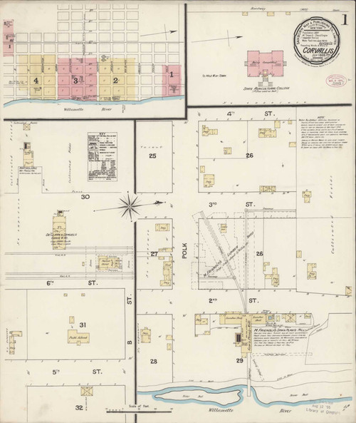 Corvallis Oregon 1888 - Fire Insurance Index - Old Map Reprint - OLD MAPS