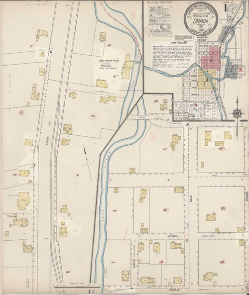 Drain Oregon 1931 - Fire Insurance Index - Old Map Reprint - OLD MAPS