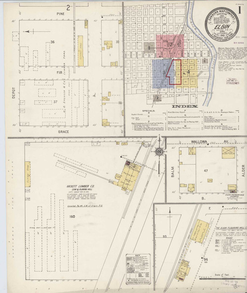 Elgin Oregon 1910 - Fire Insurance Index - Old Map Reprint - OLD MAPS
