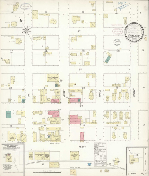 Oakland Oregon 1898 - Fire Insurance Index - Old Map Reprint - OLD MAPS