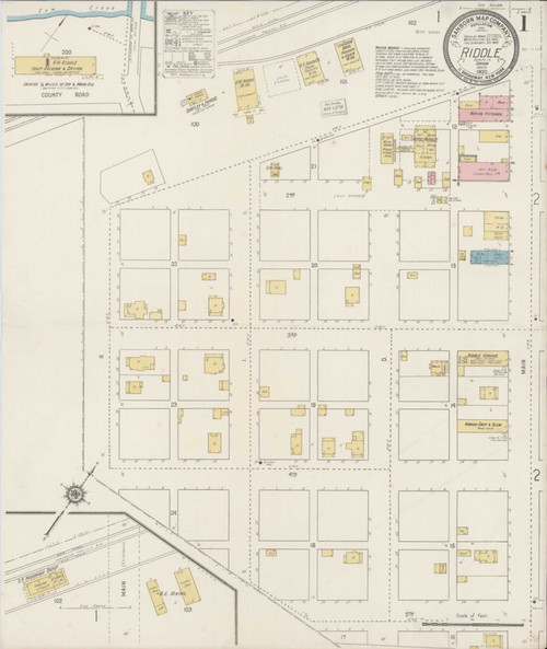 Riddle Oregon 1920 - Fire Insurance Index - Old Map Reprint - OLD MAPS