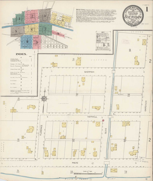 Sheridan Oregon 1913 - Fire Insurance Index - Old Map Reprint - OLD MAPS
