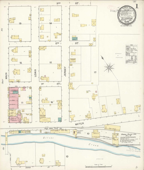 Silverton Oregon 1892 - Fire Insurance Index - Old Map Reprint - OLD MAPS