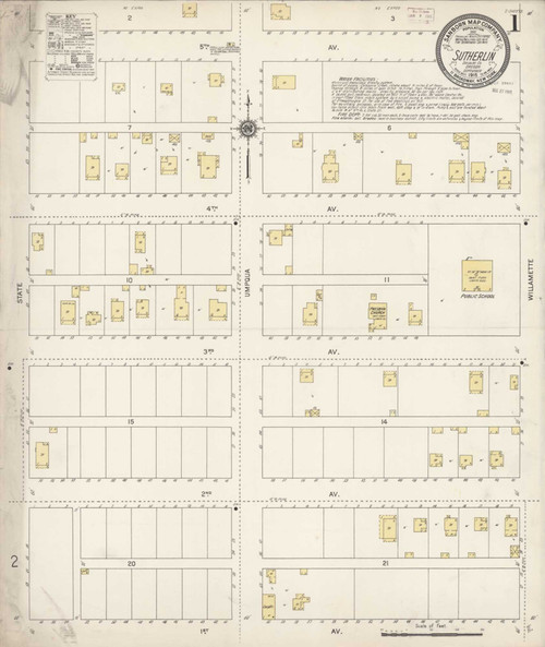Sutherlin Oregon 1915 - Fire Insurance Index - Old Map Reprint - OLD MAPS