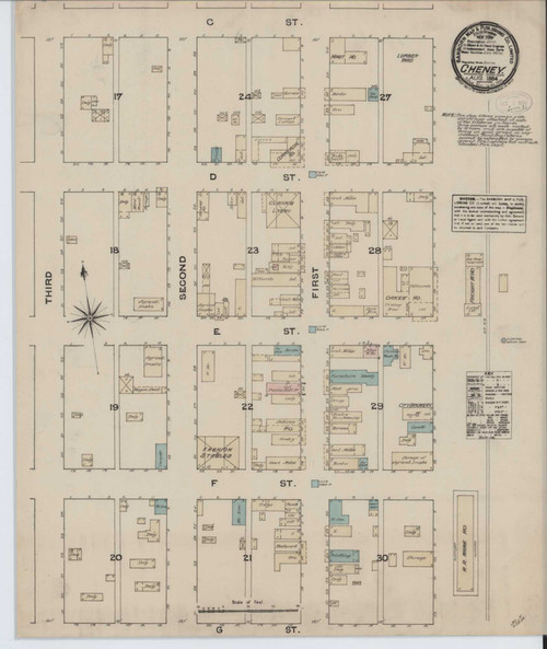 Cheney Washington 1884 - Fire Insurance Index - Old Map Reprint - OLD MAPS