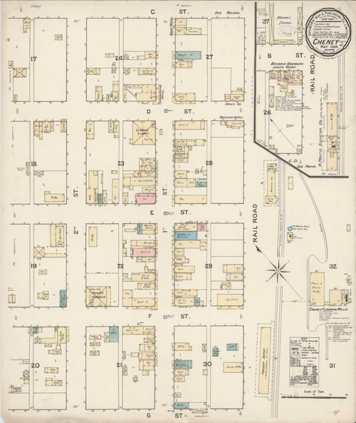 Cheney Washington 1888 - Fire Insurance Index - Old Map Reprint - OLD MAPS