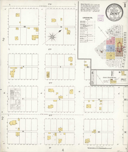 Cheney Washington 1905 - Fire Insurance Index - Old Map Reprint - OLD MAPS