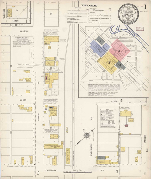 Orting Washington 1910 - Fire Insurance Index - Old Map Reprint - OLD MAPS