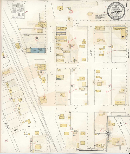 Satsop Washington 1929 - Fire Insurance Index - Old Map Reprint - OLD MAPS