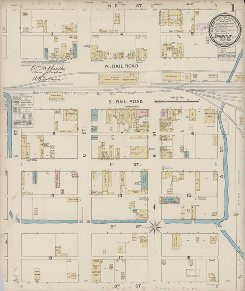 Sprague Washington 1888 - Fire Insurance Index - Old Map Reprint - OLD MAPS