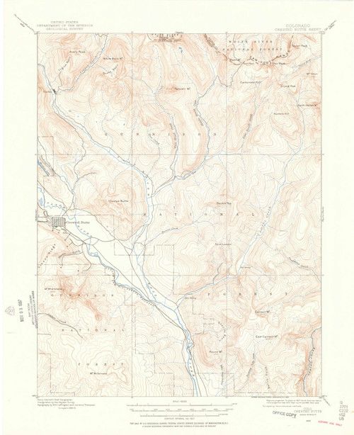 Crested Butte, Colorado 1888 (1956) USGS Old Topo Map Reprint 15x15 CO ...