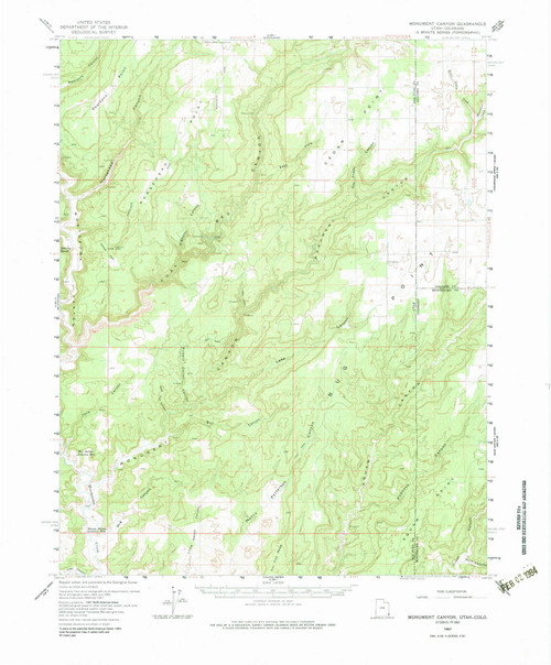 Monument Canyon, Utah 1957 (1984) USGS Old Topo Map Reprint 15x15 CO ...
