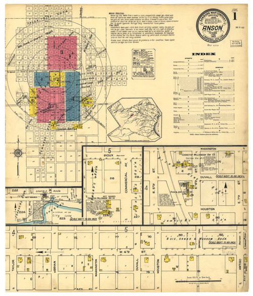 Anson Texas 1922 - Fire Insurance Index - Old Map Reprint - OLD MAPS
