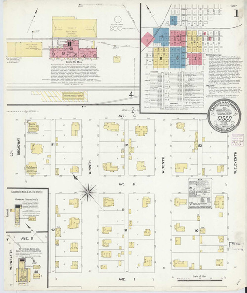 Cisco Texas 1907 - Fire Insurance Index - Old Map Reprint - OLD MAPS