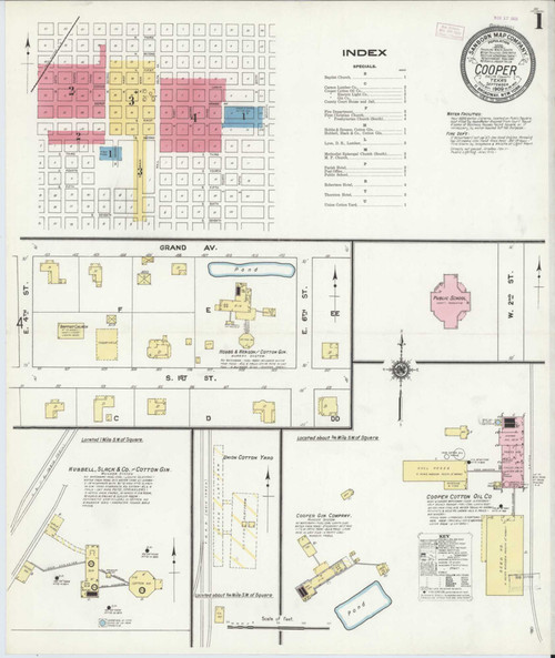 Cooper Texas 1909 - Fire Insurance Index - Old Map Reprint - OLD MAPS