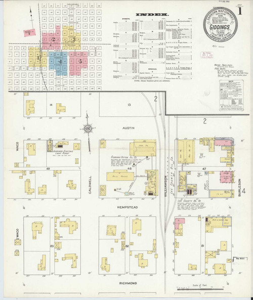 Giddings Texas 1912 - Fire Insurance Index - Old Map Reprint - OLD MAPS