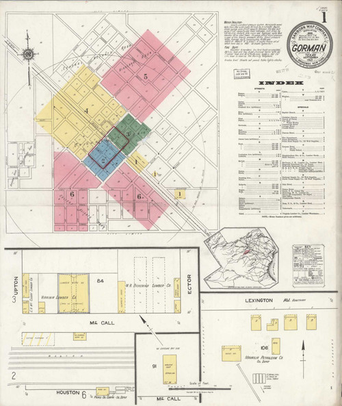Gorman Texas 1921 - Fire Insurance Index - Old Map Reprint - OLD MAPS