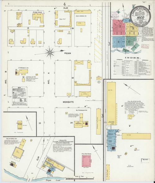 Hico Texas 1903 - Fire Insurance Index - Old Map Reprint - OLD MAPS